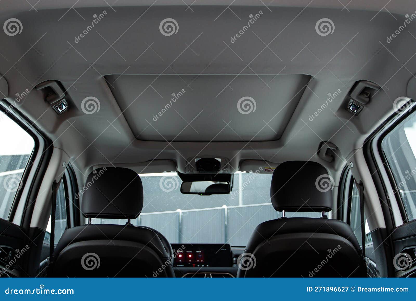 Modern car closed sunroof stock image. Image of clean - 271896627