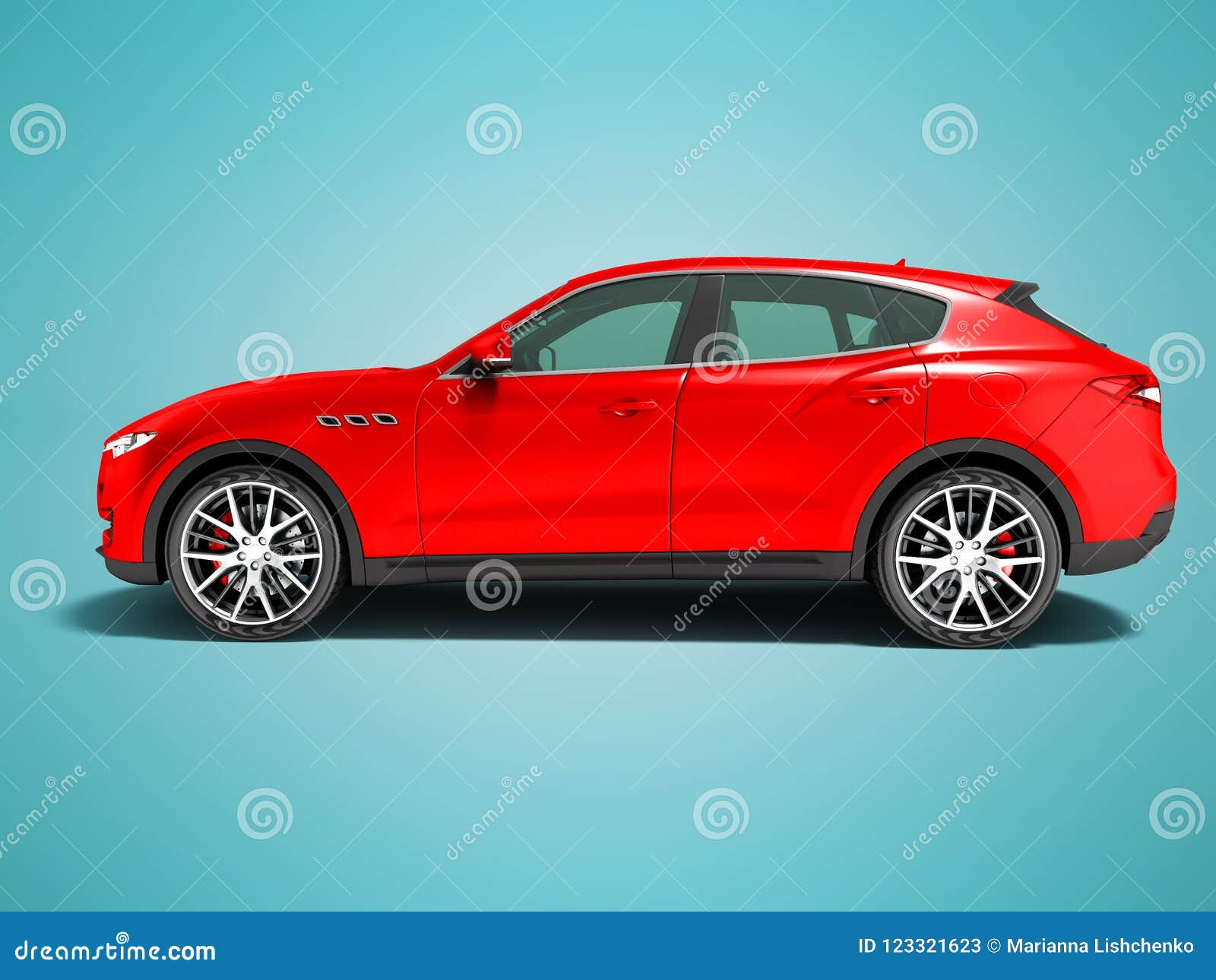 Modern Car Crossover For Business Trips Side View 3d Render On B Stock ...