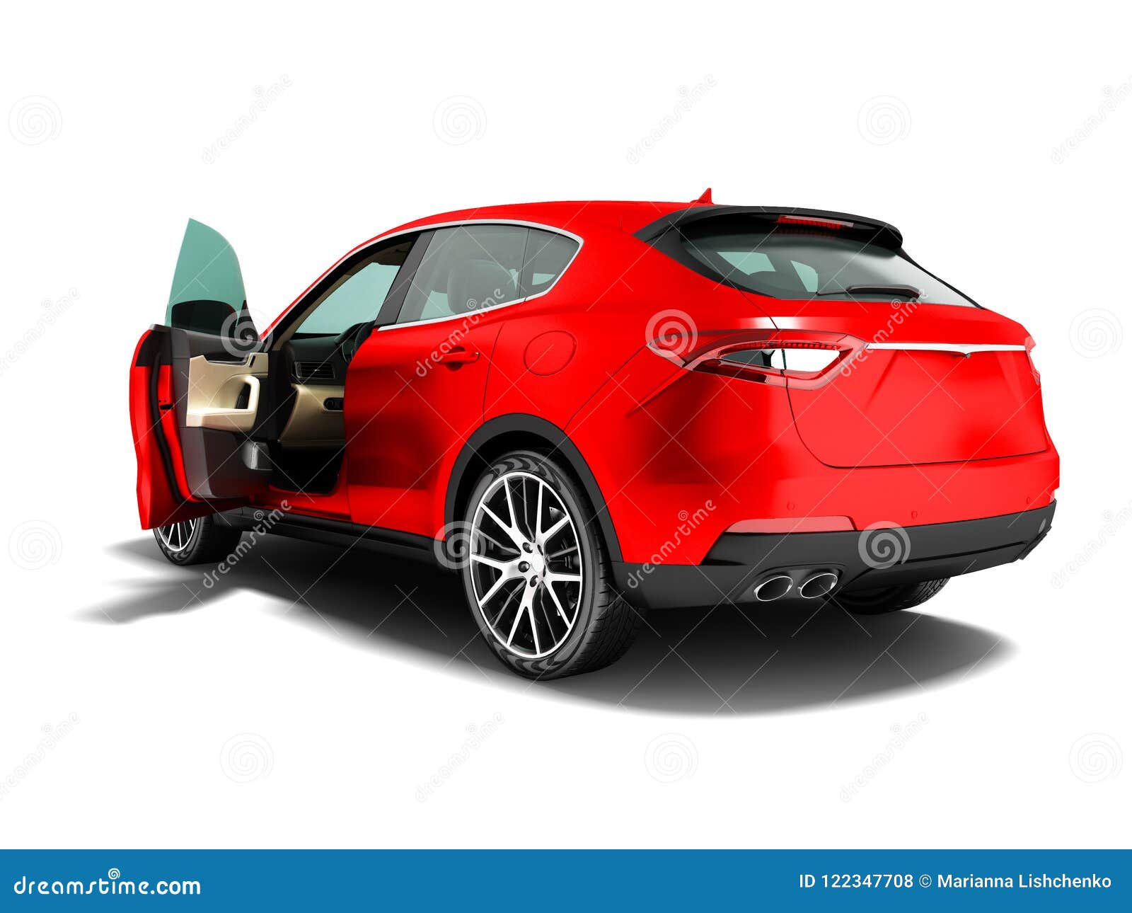 Modern Car Crossover Open for Business Trips Back View 3d Render Stock ...