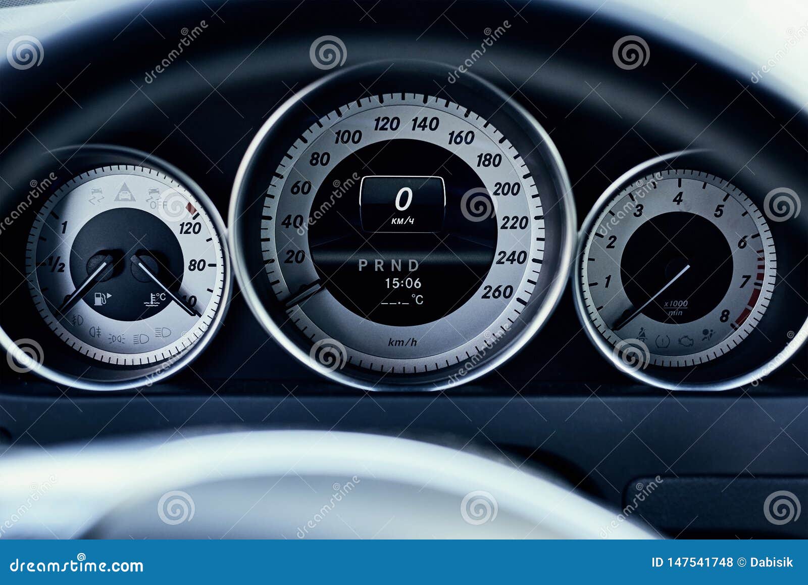 Modern Car Dashboard Front View Close Up Stock Photo - Image of indoors ...