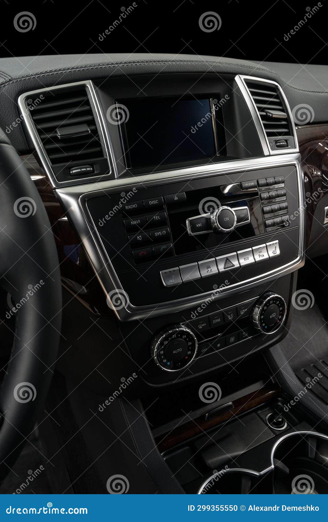 Modern Car Dashboard. Multimedia Screen Close-up. Interior Detail ...