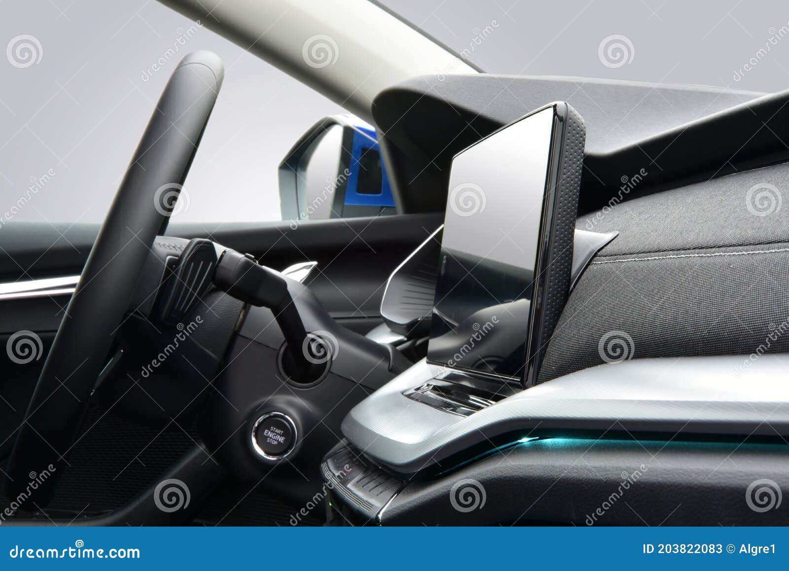 Screen Multimedia System on Dashboard in a Modern Car Stock Image ...