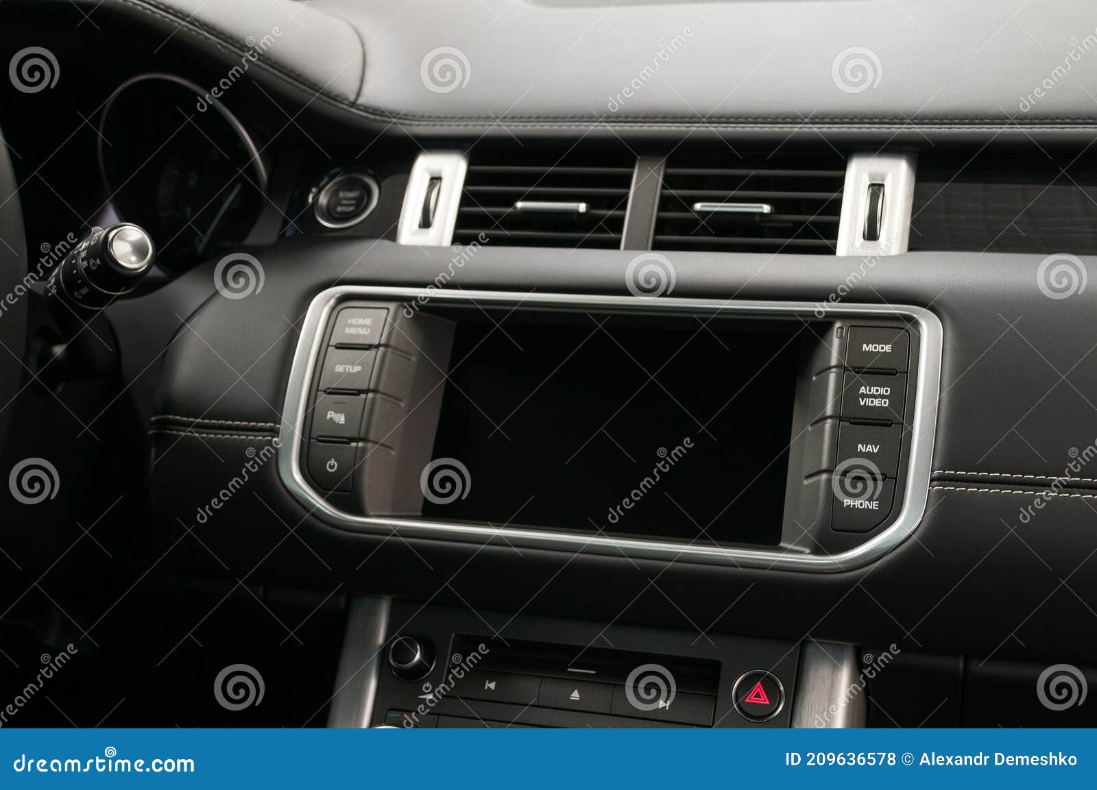 Modern Car Dashboard with Control Buttons and Touch Screen Multimedia ...