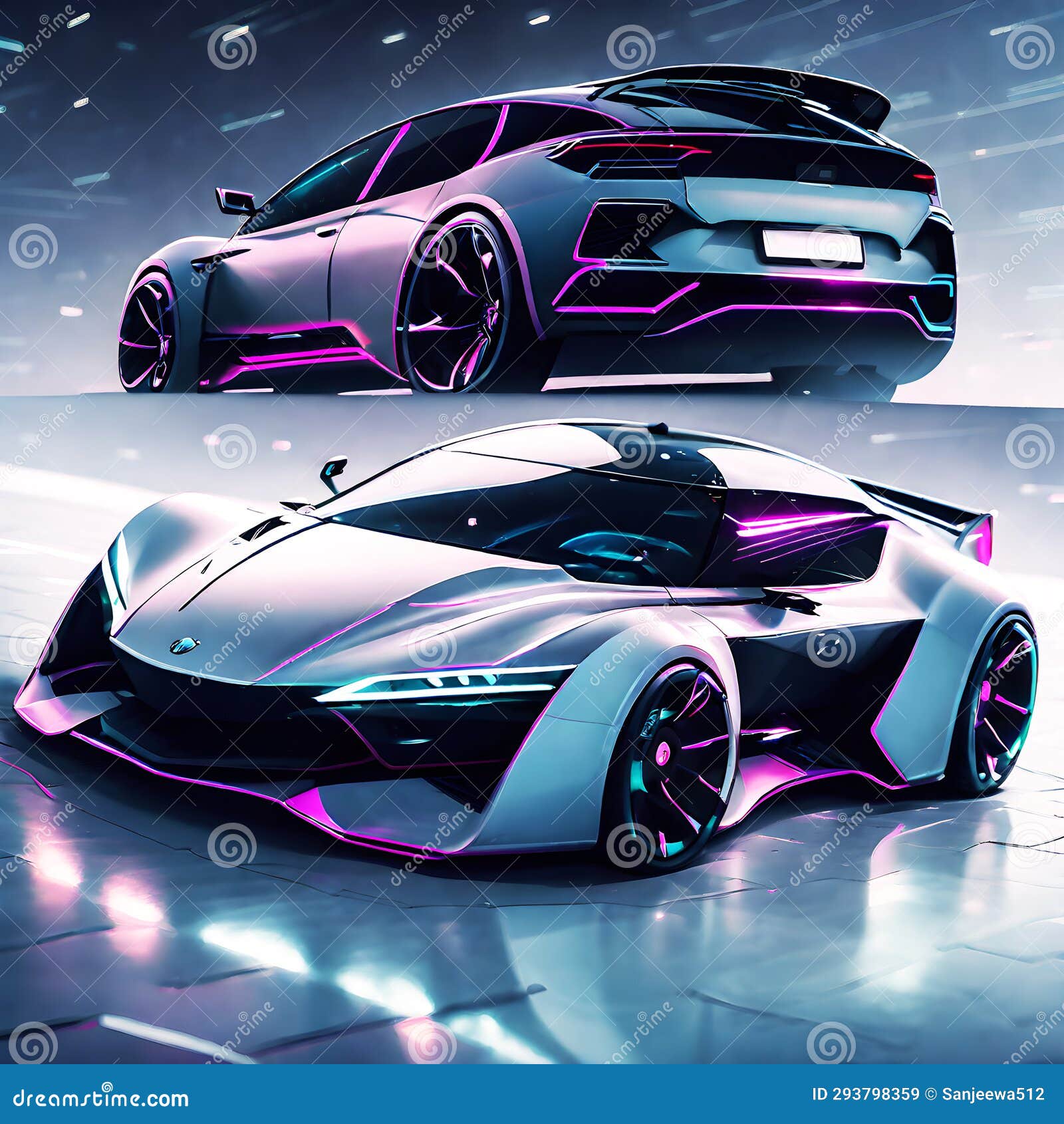 Modern Car Design, Front and Back Side View Background Stock ...