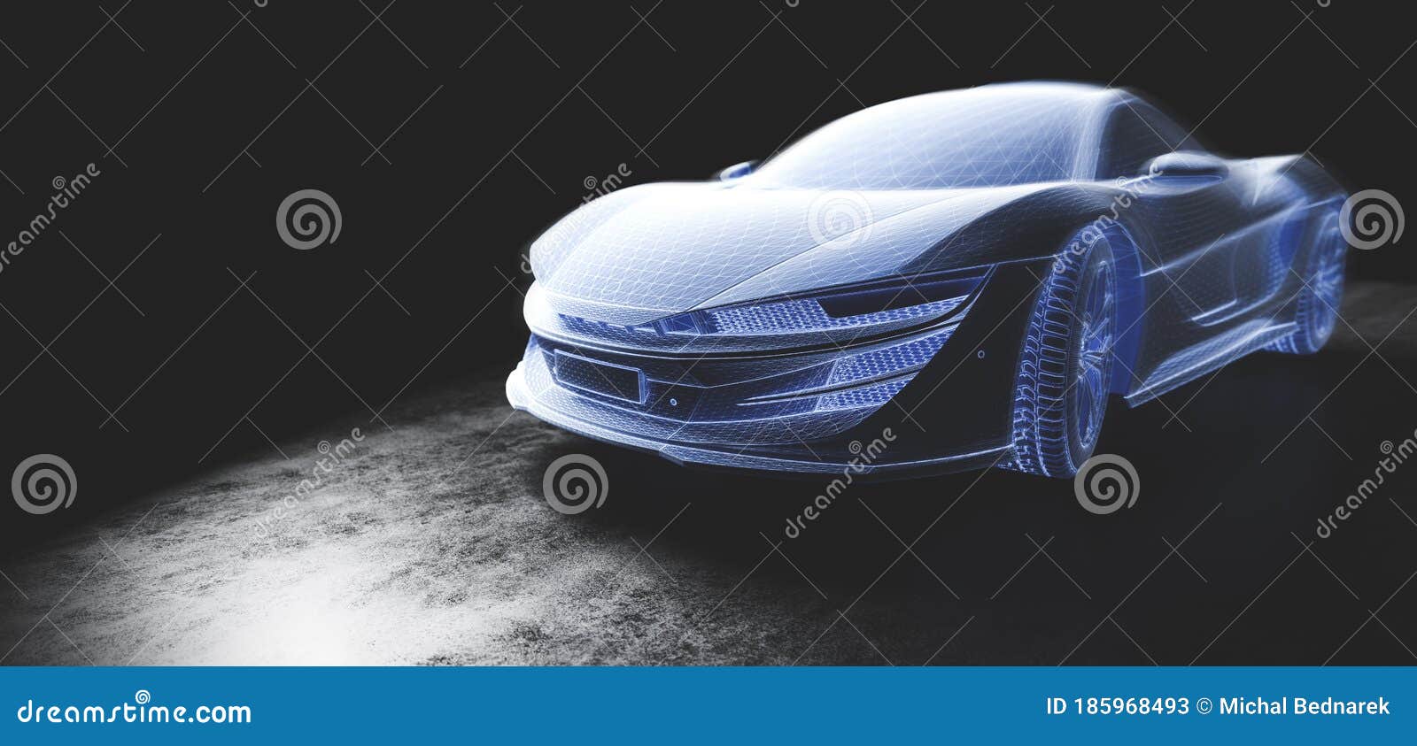 Modern Car Design Wireframe. Brandless Generic Fast Car Project Stock ...