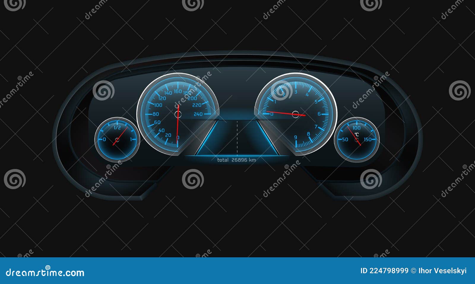 Modern Car Digital Dashboard Realistic Vector Stock Vector ...