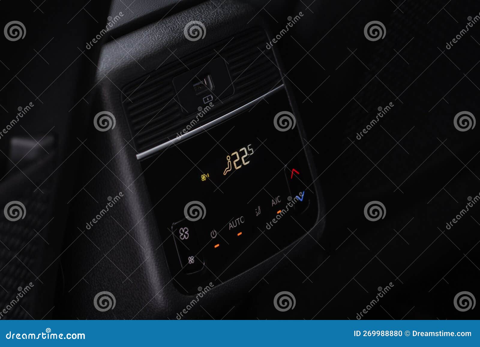 Modern Car. Digital Second Row Seat Temperature Control Stock Photo ...