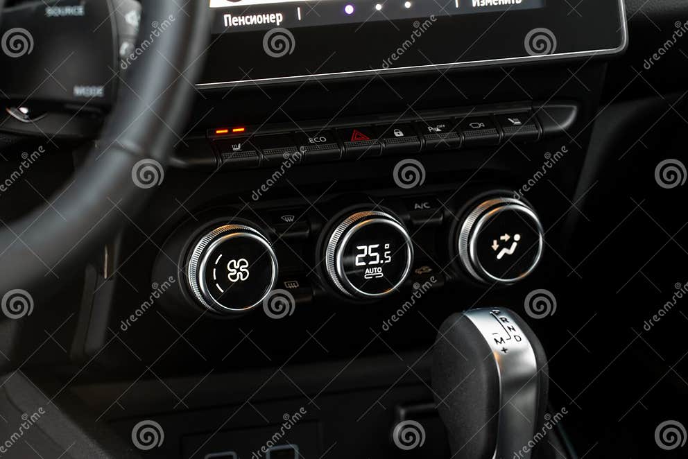 Modern Car. Driver’s Temperature Control Stock Photo - Image of closeup ...