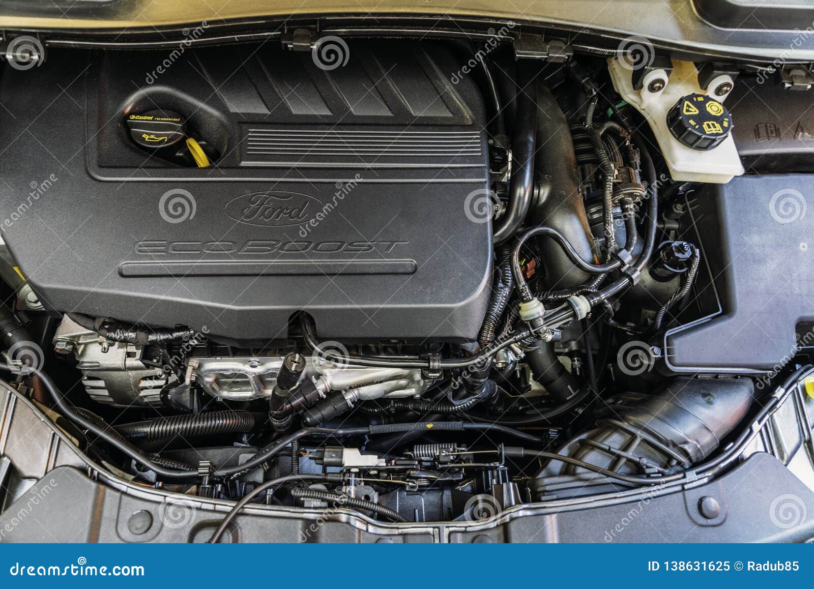 Modern Car Engine Close-Up View Editorial Image - Image of auto, gear ...