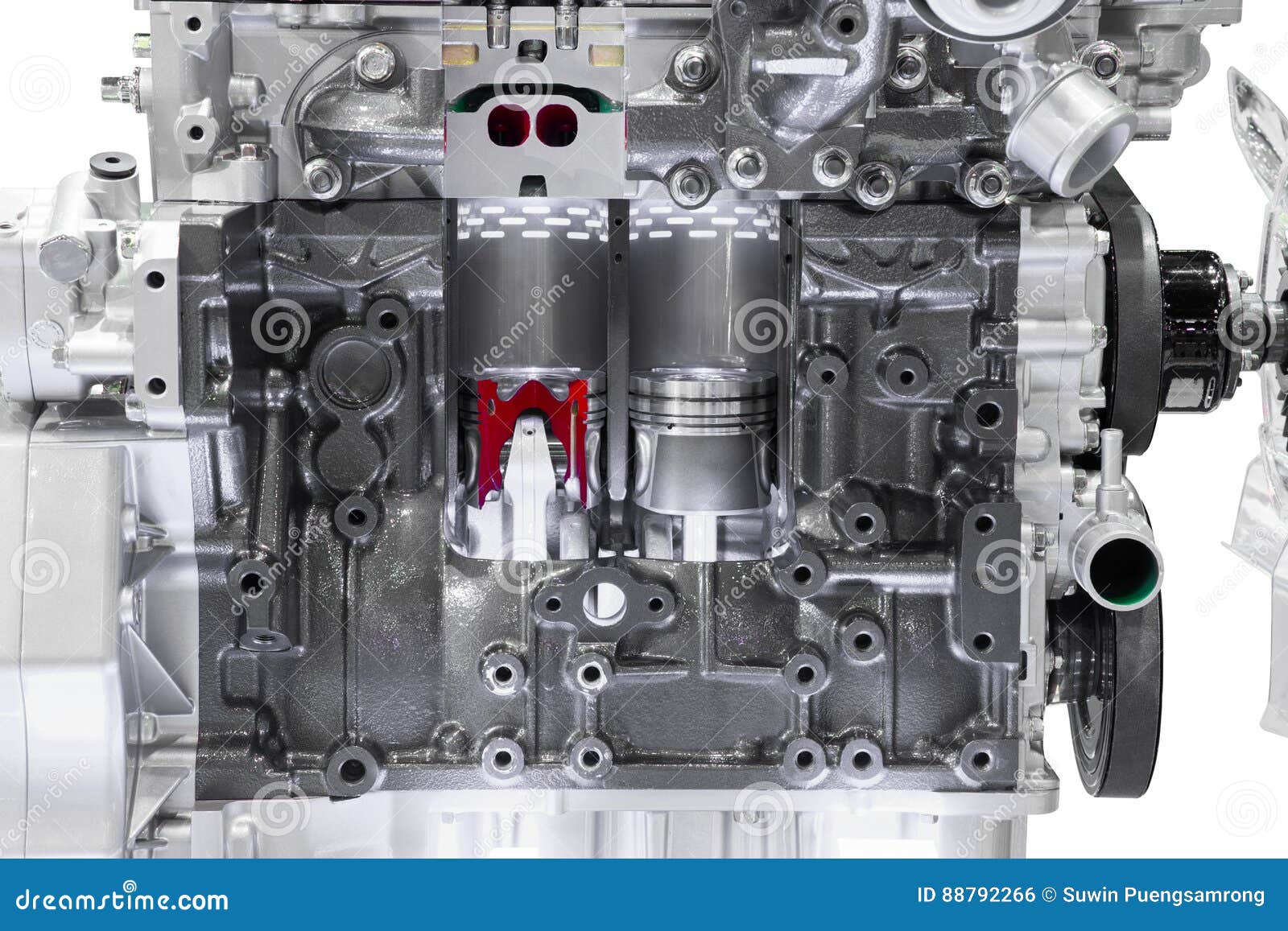 Modern Car Engine Cross Section Stock Photo - Image of cross, cylinder ...