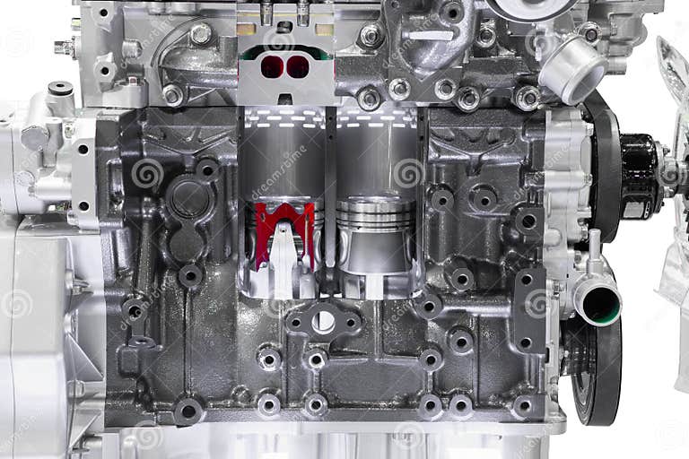 Modern Car Engine Cross Section Stock Photo - Image of cross, cylinder ...