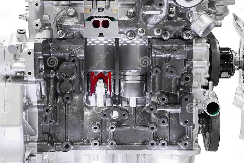 Modern Car Engine Cross Section Stock Photo - Image of cross, cylinder ...