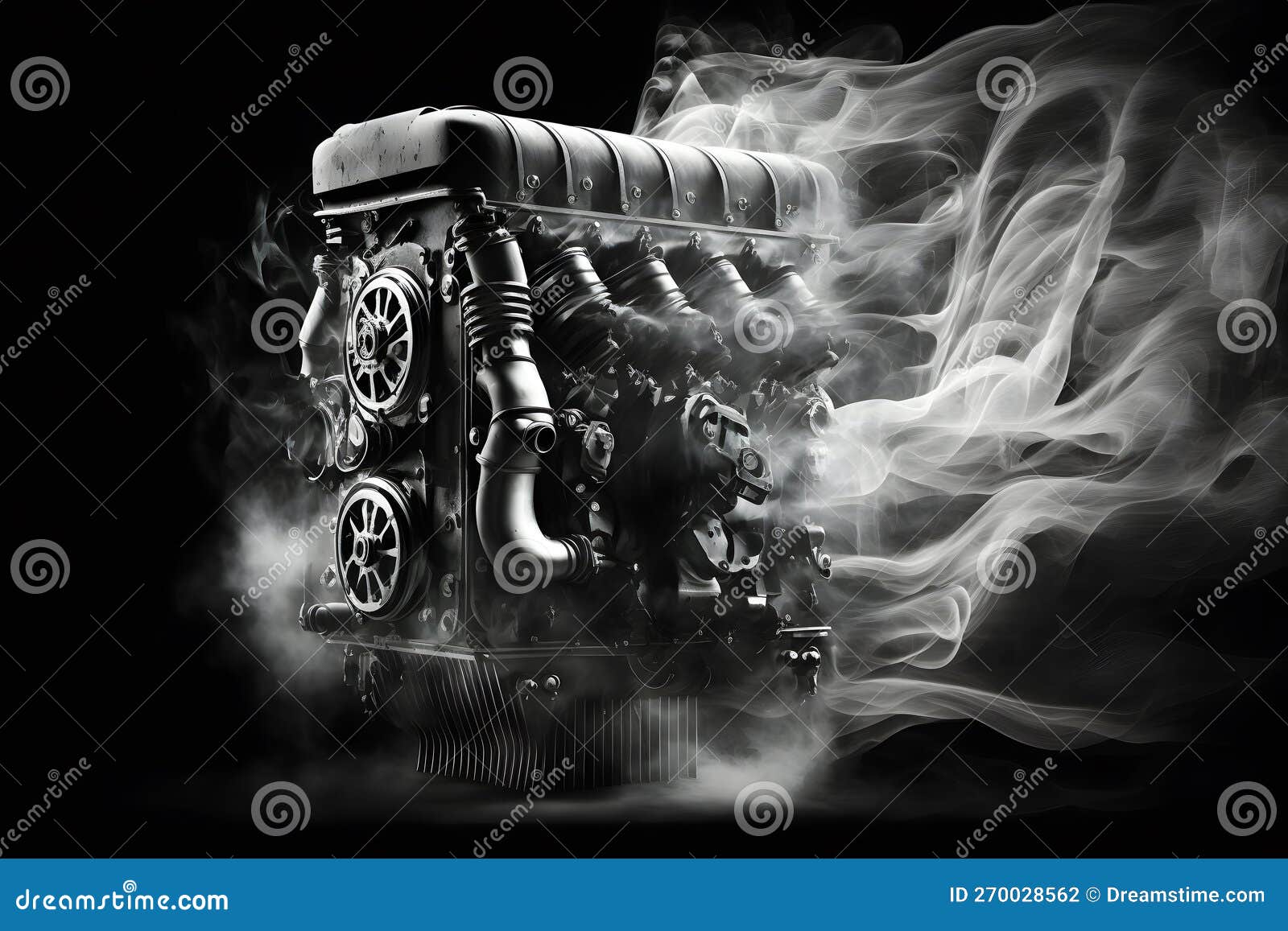 Modern Car Engine on Deep Solid Black Background. Neural Network ... Modern Car Engine on Deep Solid Black Background. Neural Network ...