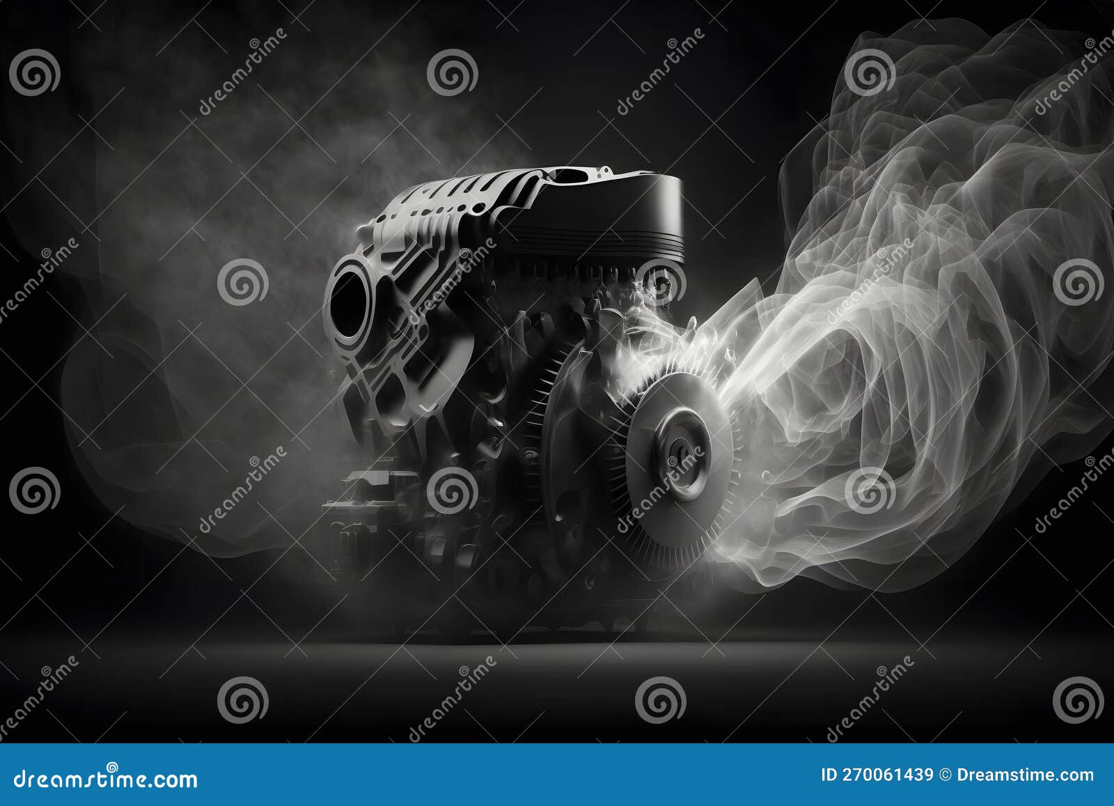 Modern Car Engine on Deep Solid Black Background. Neural Network ... Modern Car Engine on Deep Solid Black Background. Neural Network ...