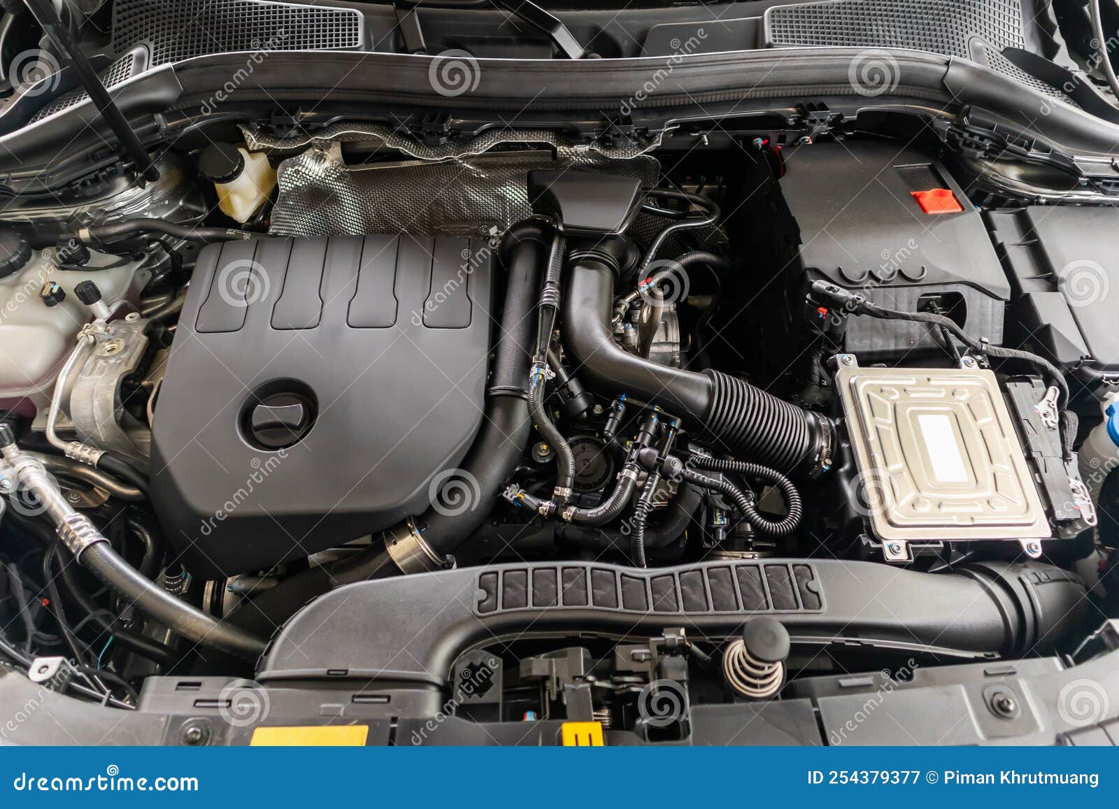 Modern Car Engine Under Hood Close Up Detail Stock Image - Image of ...