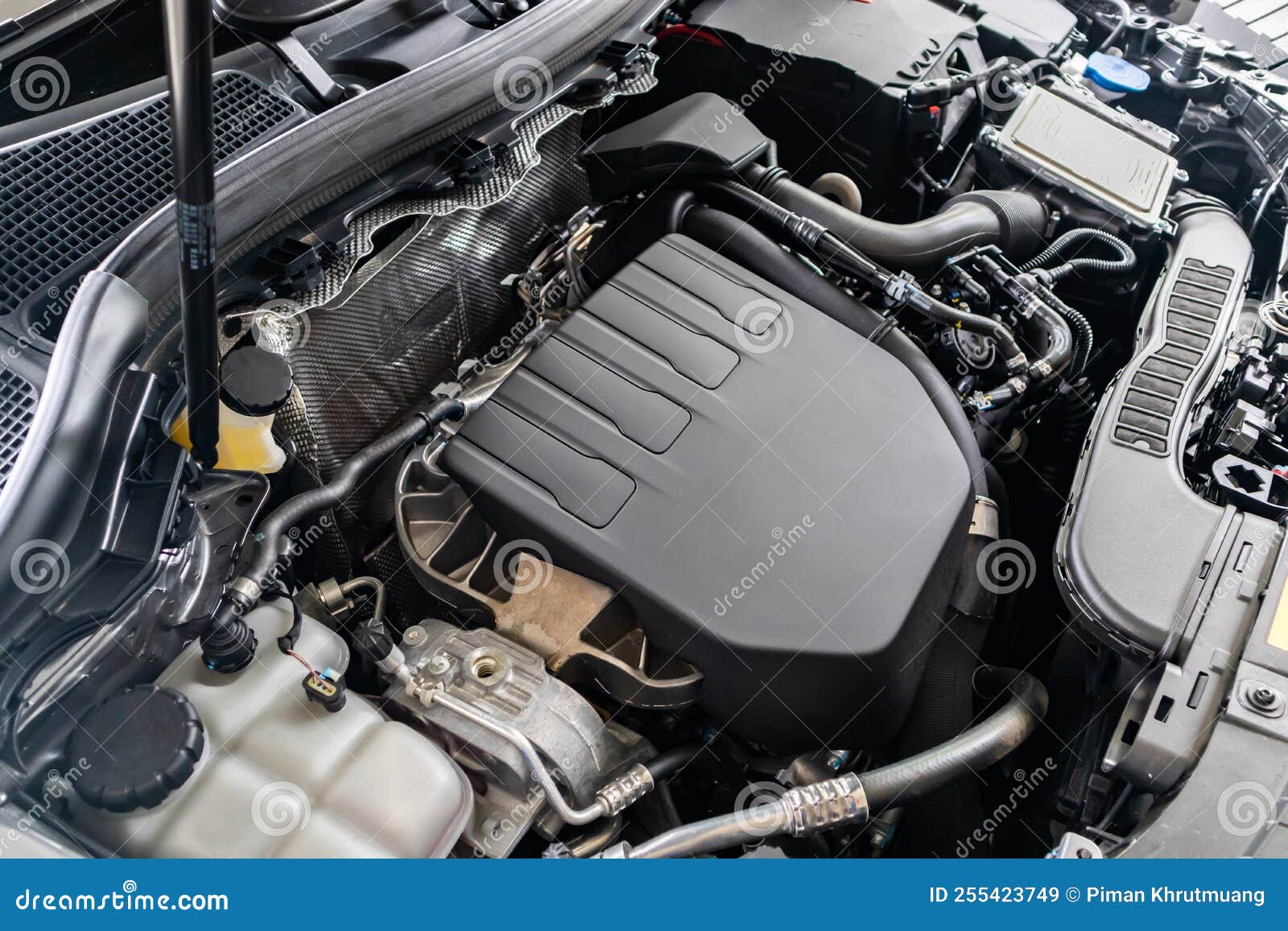 Modern Car Engine Under Hood Close Up Detail Stock Image - Image of ...