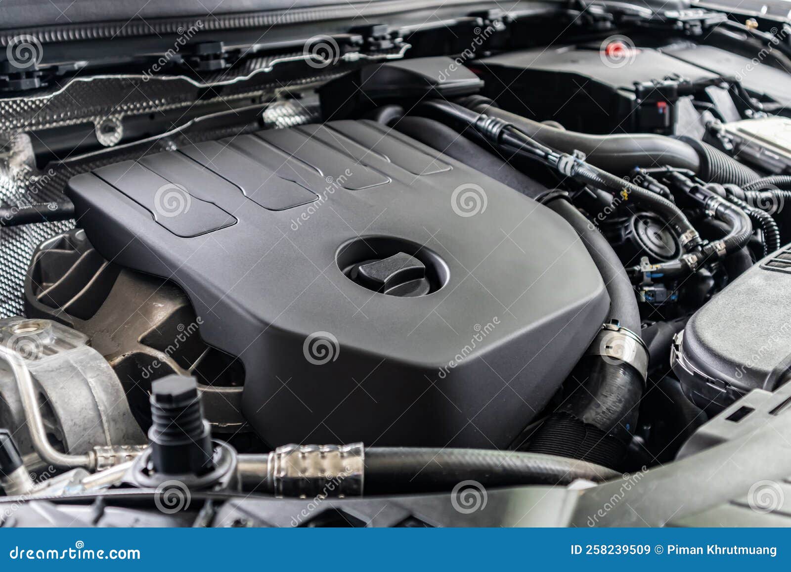 Modern Car Engine Under Hood Close Up Detail Stock Image - Image of ...
