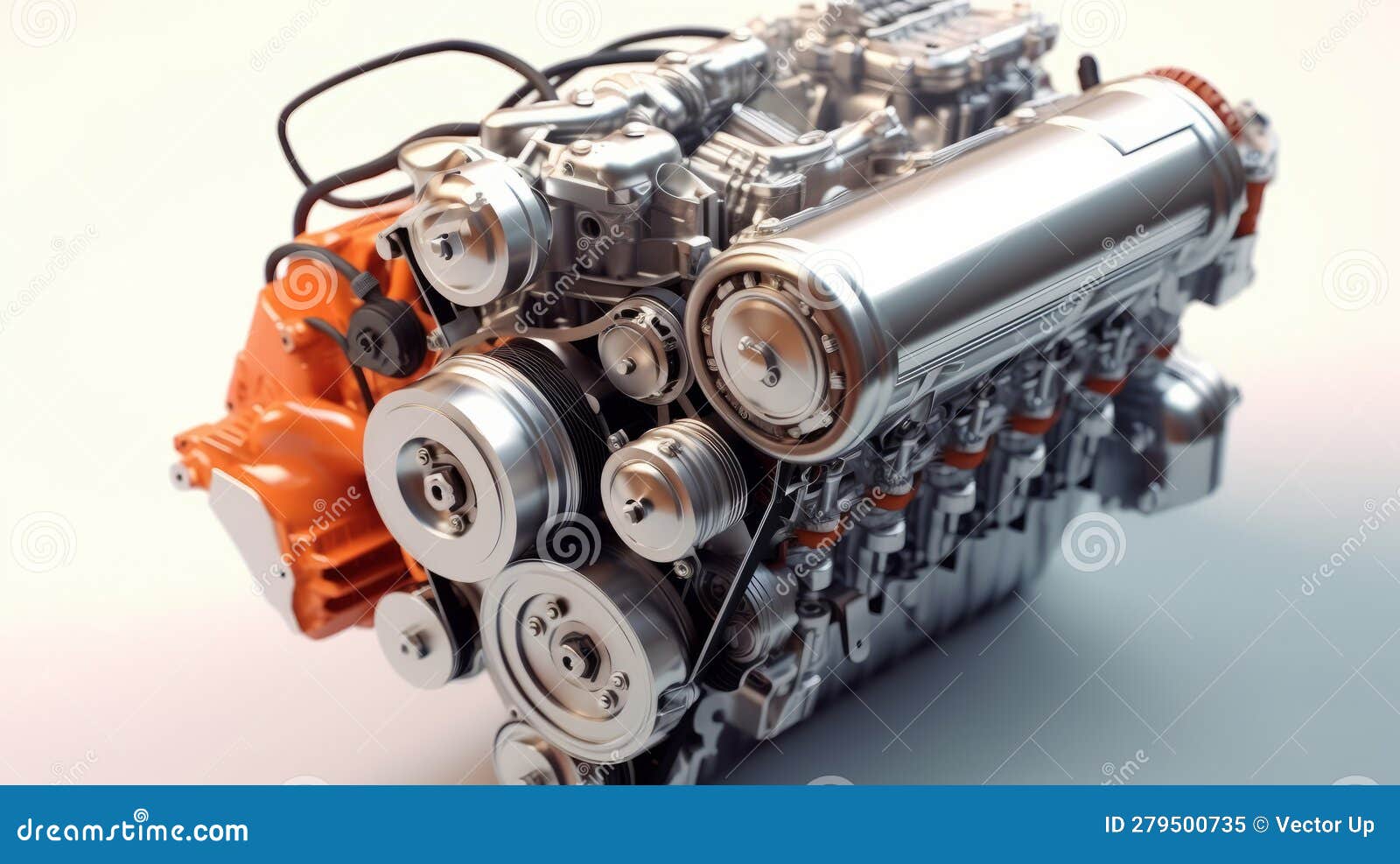 Modern Car Engine on White Background. Generative AI Stock Illustration ...