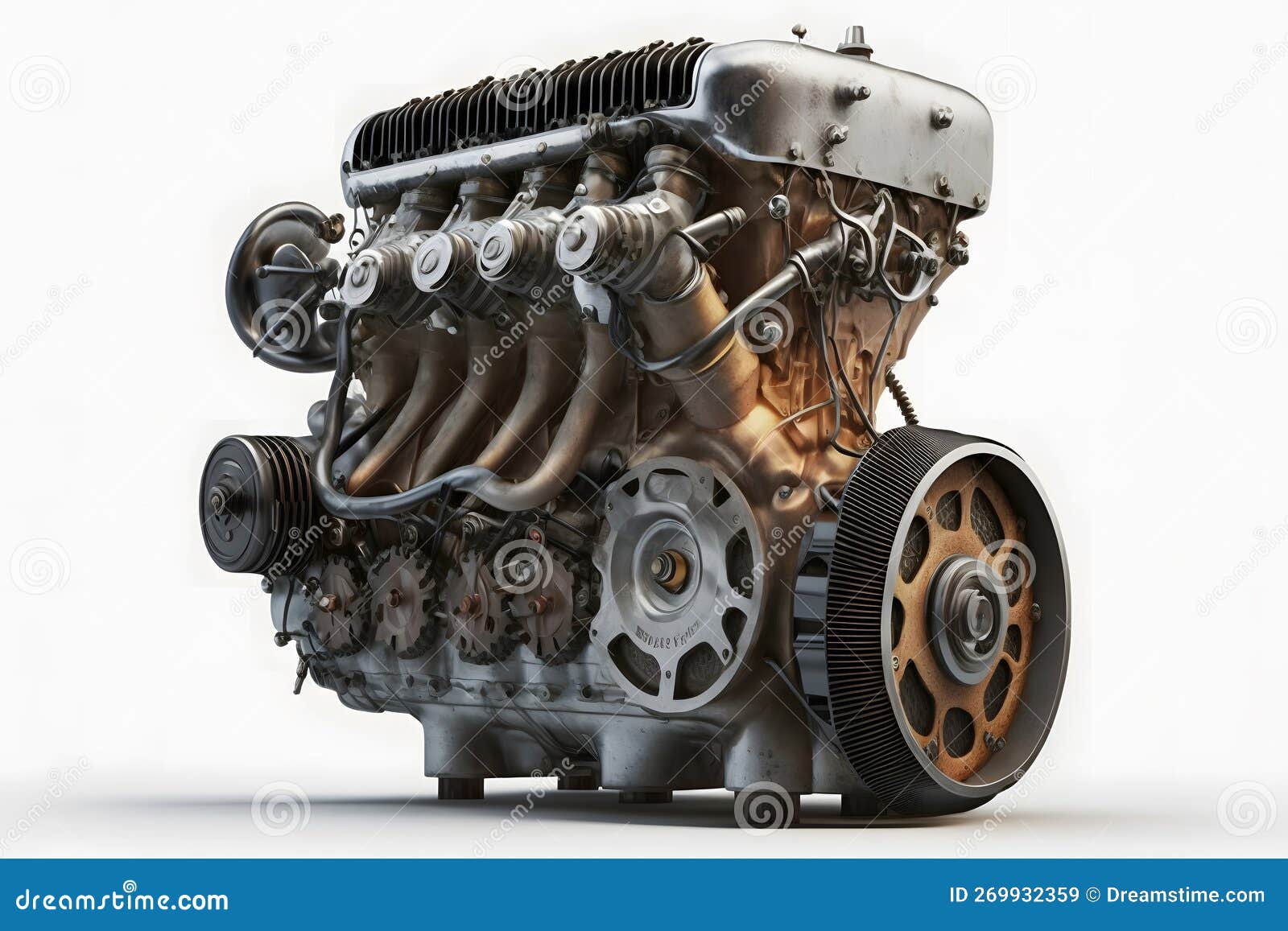 Modern Car Engine on White Background. Neural Network Generated Art ...