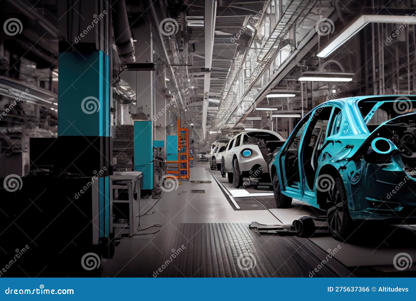 Modern Car Factory, with the Machines and Tools of Production in the ...