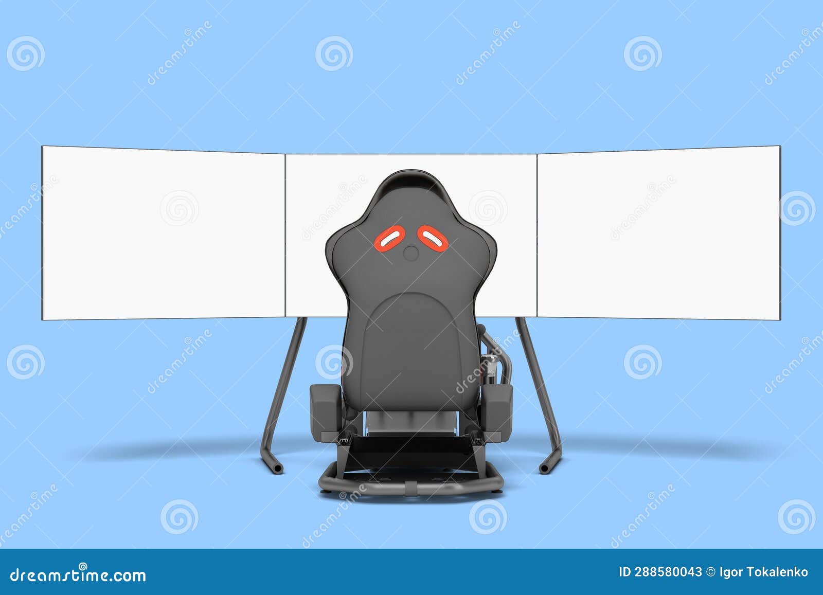 Modern Car Game Simulator Back View 3d Render on Blue Stock ...