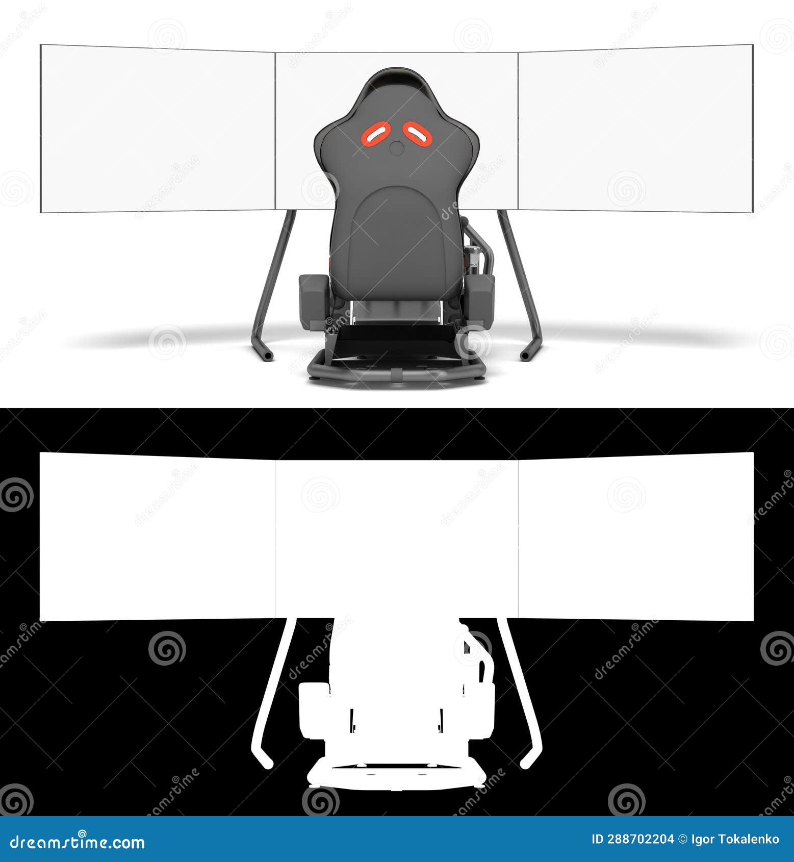 Modern Car Game Simulator Back View 3d Render on White with Alpha Stock ...