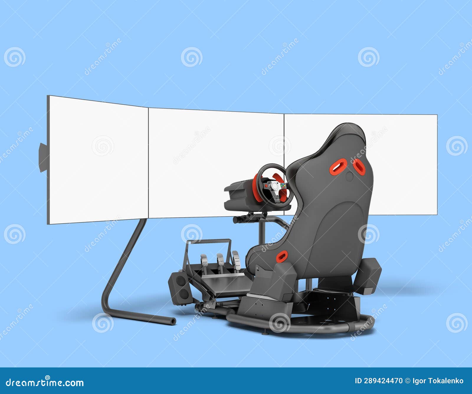 Modern Car Game Simulator Perspective View 3d Render on Blue Stock ...