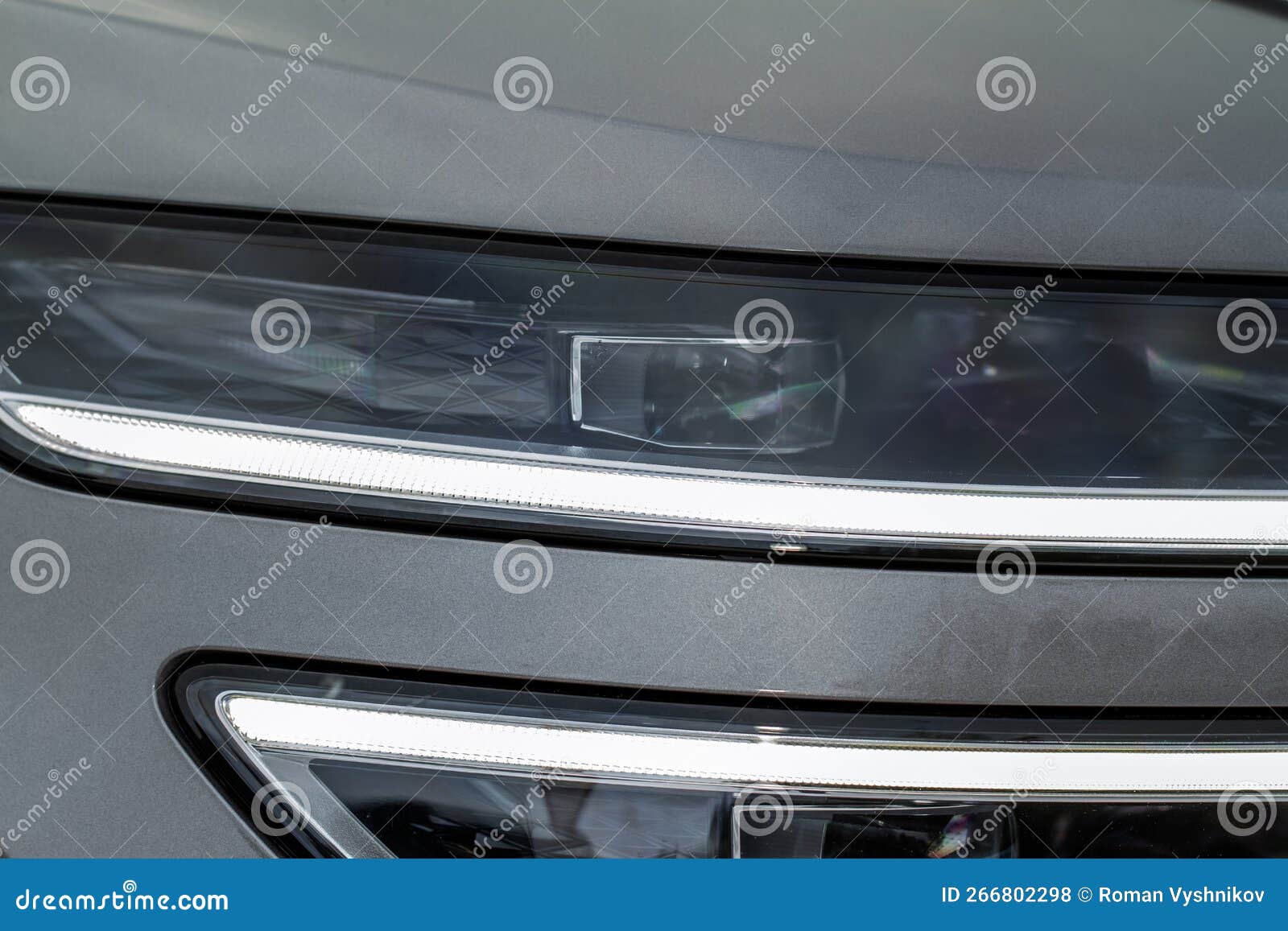 Modern Car Headlight Close Up View. Stock Photo - Image of reflection ...