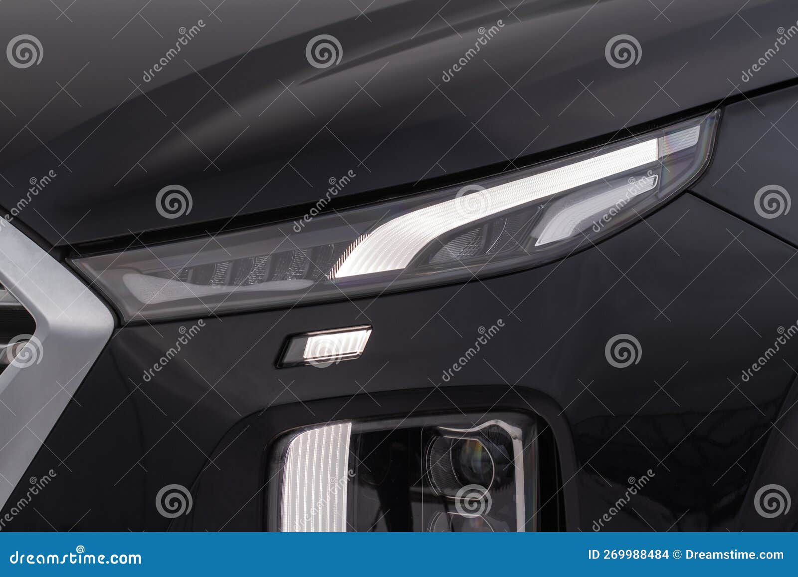 Modern Car Headlight Close Up View. Stock Photo - Image of closeup ...