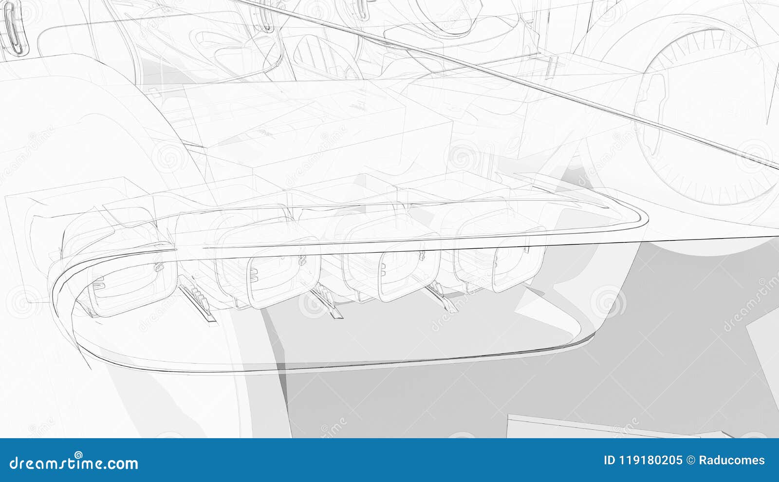 Modern Car Headlight Outline 3D Illustration Stock Illustration ...