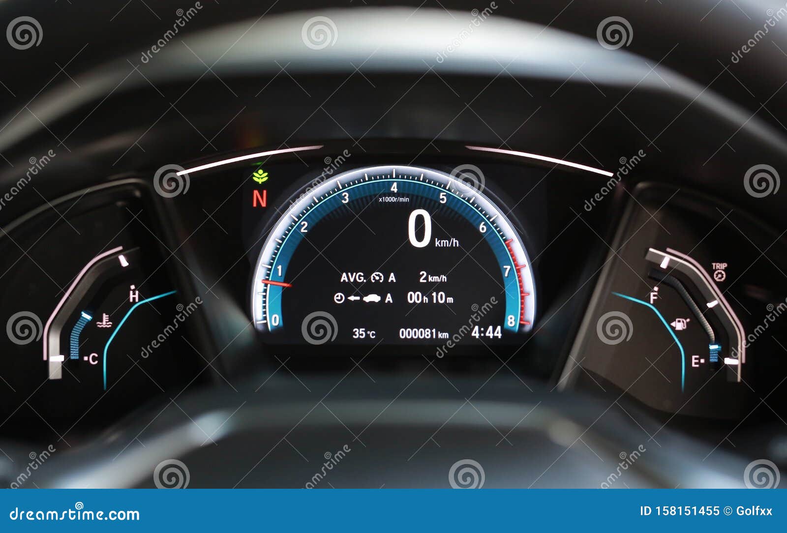 A Modern Car Illuminated Dashboard Stock Image - Image of instrument ...