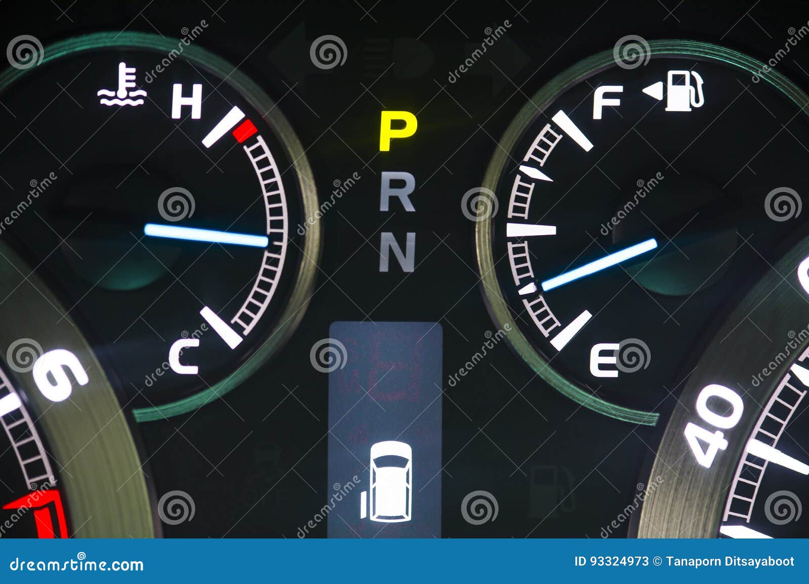 Modern Car Illuminated Dashboard Closeup. Stock Image - Image of light ...