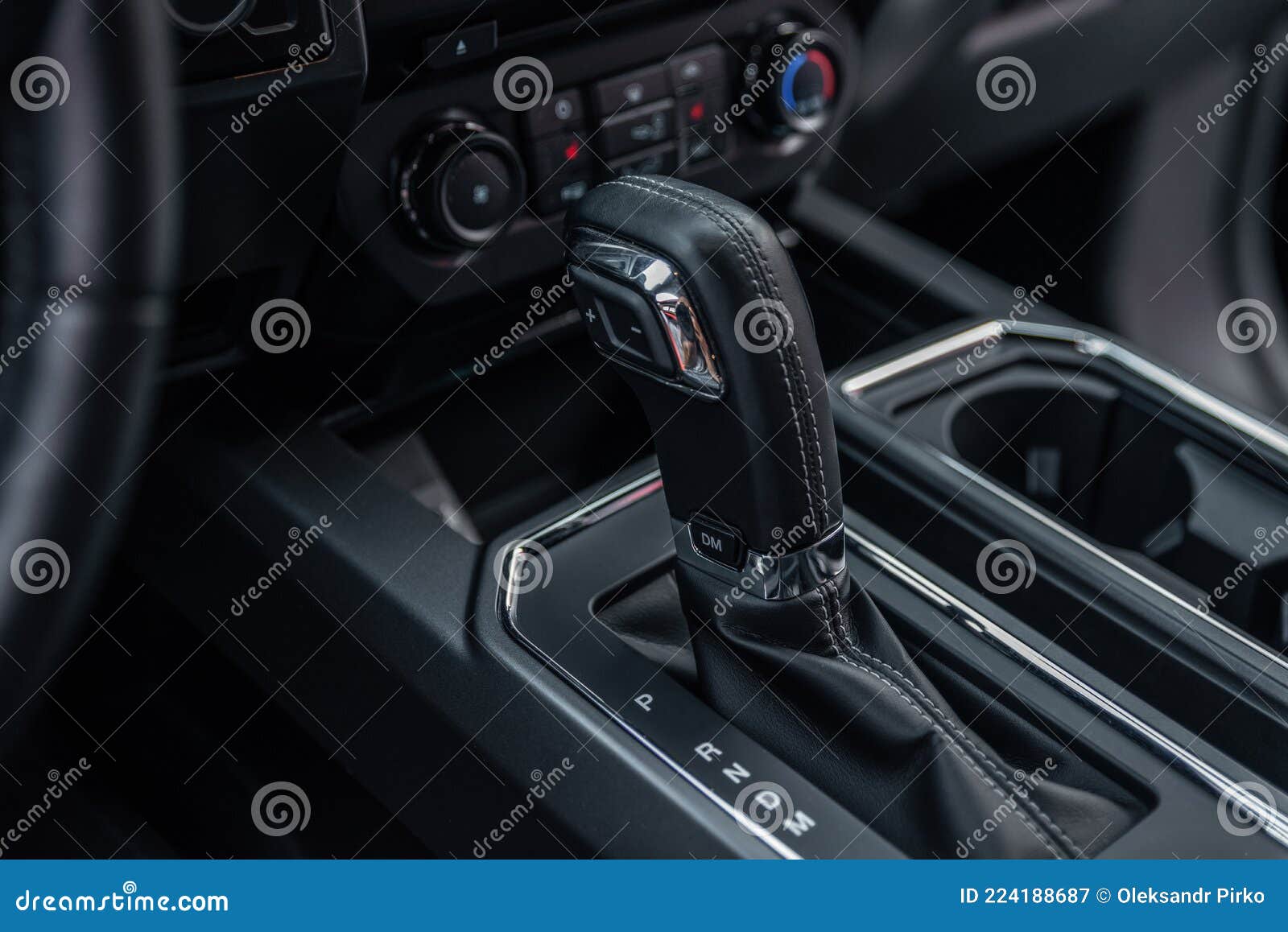 Modern Car Inside. Control Panel and Automatic Transmission Background ...