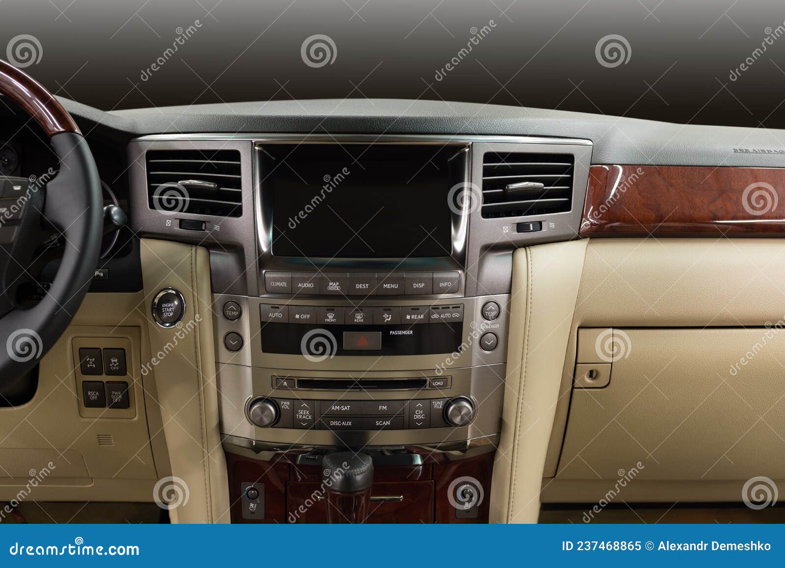 Modern Car Inside. Multimedia Screen and Control Buttons. Stock Image ...