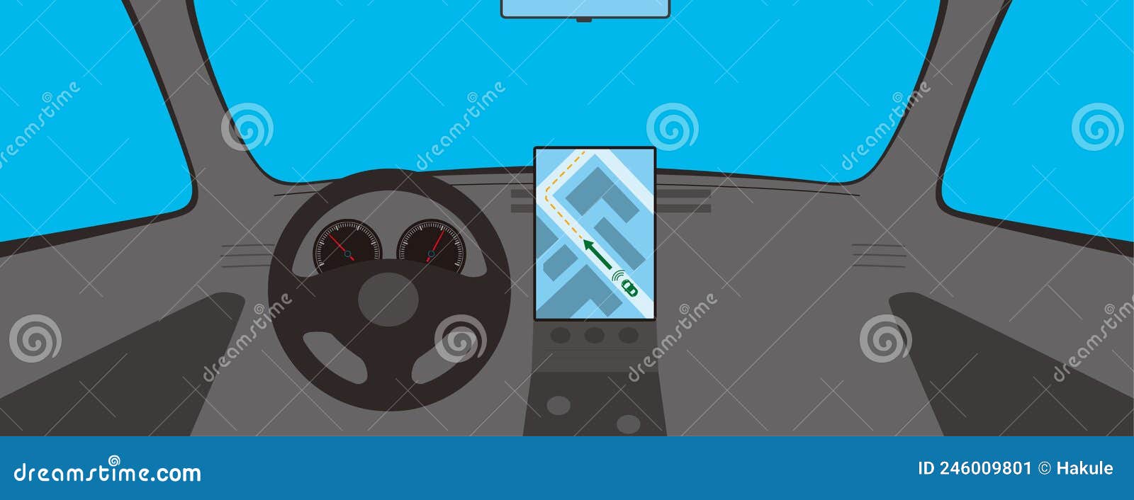 Modern Car Inside, Vector Illustration Stock Vector - Illustration of ...