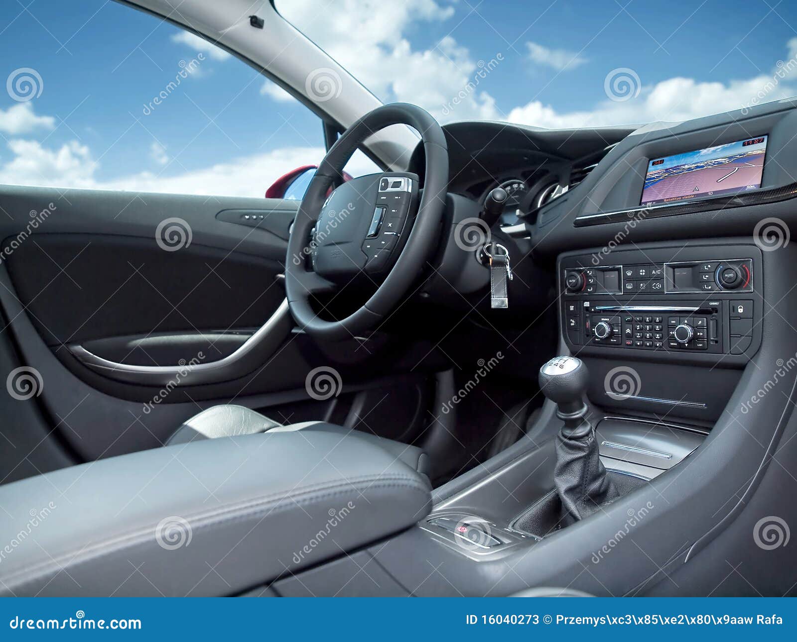 Modern car interior. stock image. Image of steering, system - 16040273
