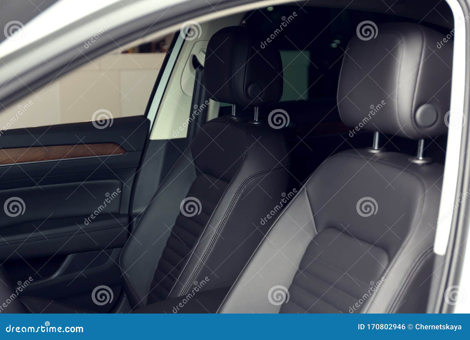 Modern Car Interior with Comfortable Leather Seats Stock Photo - Image ...