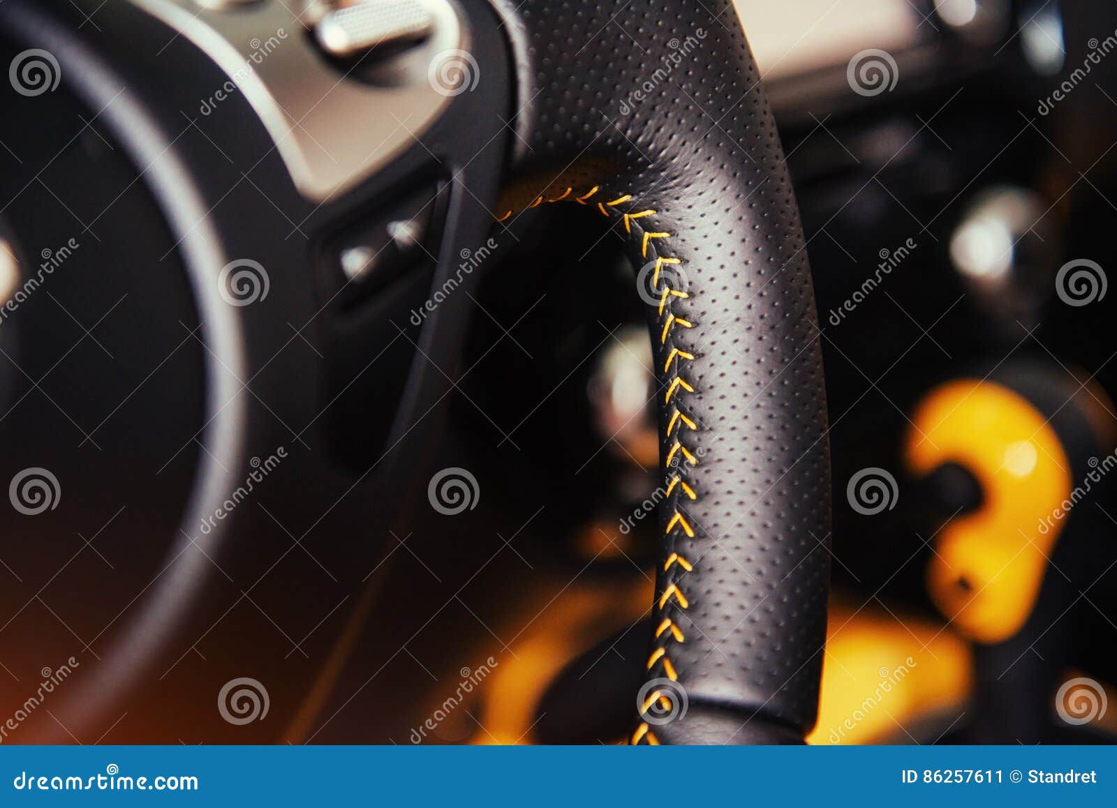Modern Car Interior Dashboard and Steering Wheel Stock Image - Image of ...