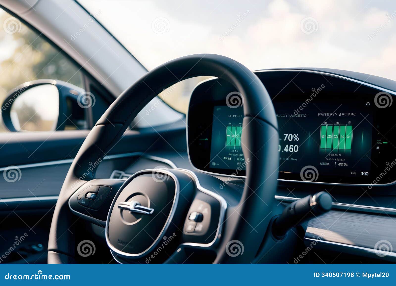 Modern Car Interior with Digital Dashboard Display Stock Illustration ...