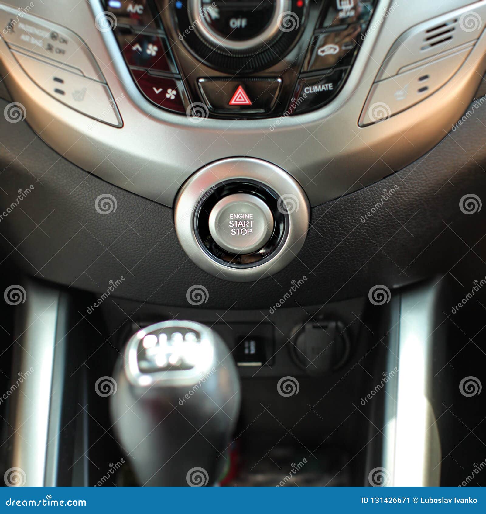 Modern Car Interior with Engine Start Stop Button in Focus Stock Image ...