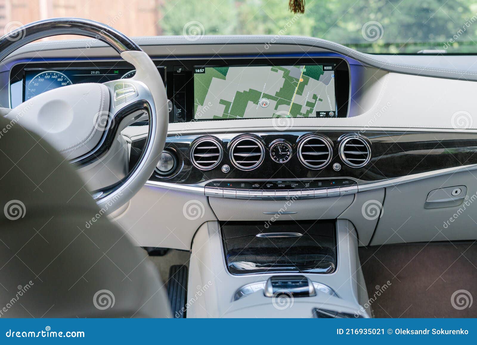 Modern Car Interior in Light Colors Stock Image - Image of comfort ...