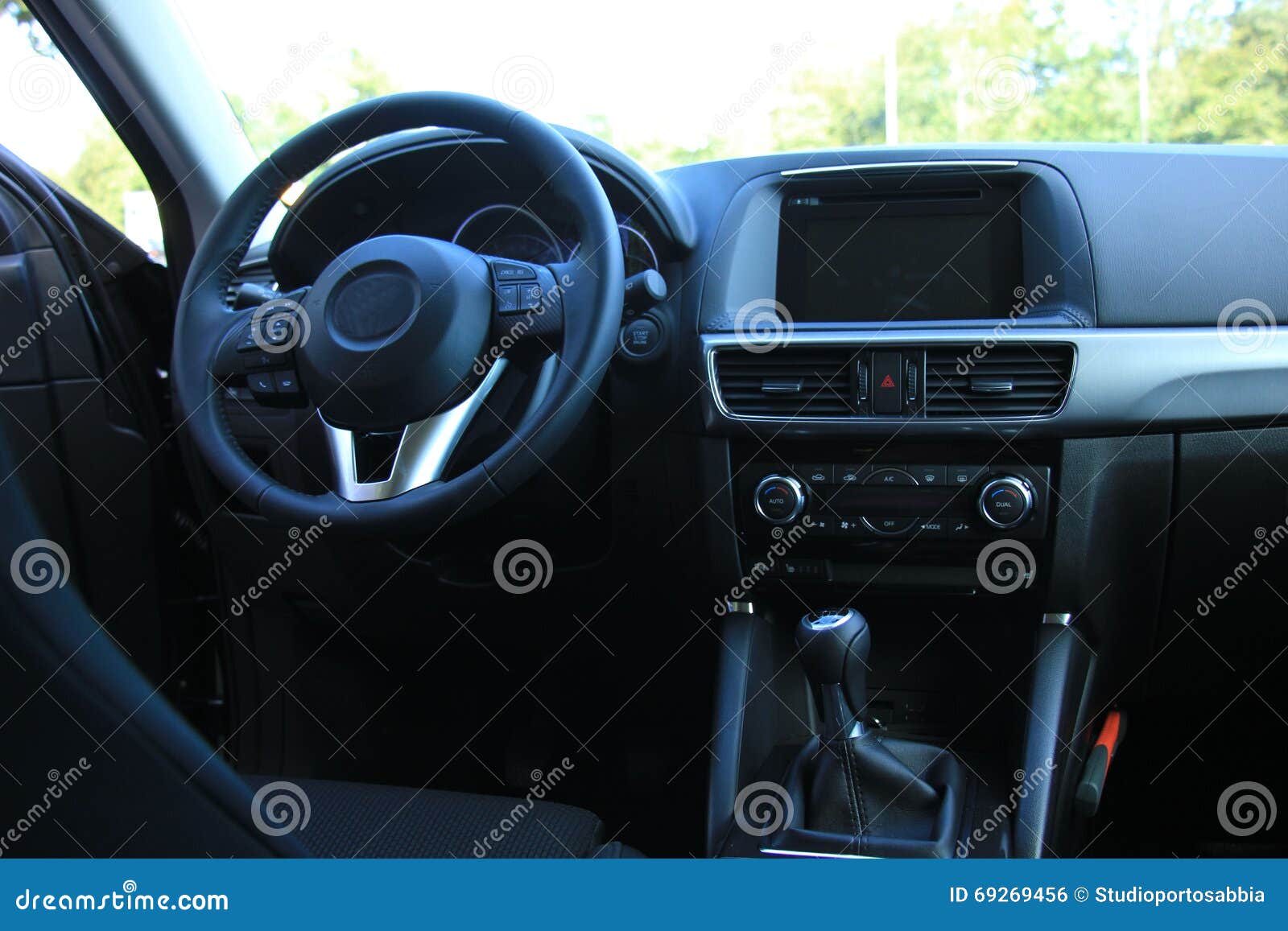 Modern car interior stock photo. Image of seat, black - 69269456