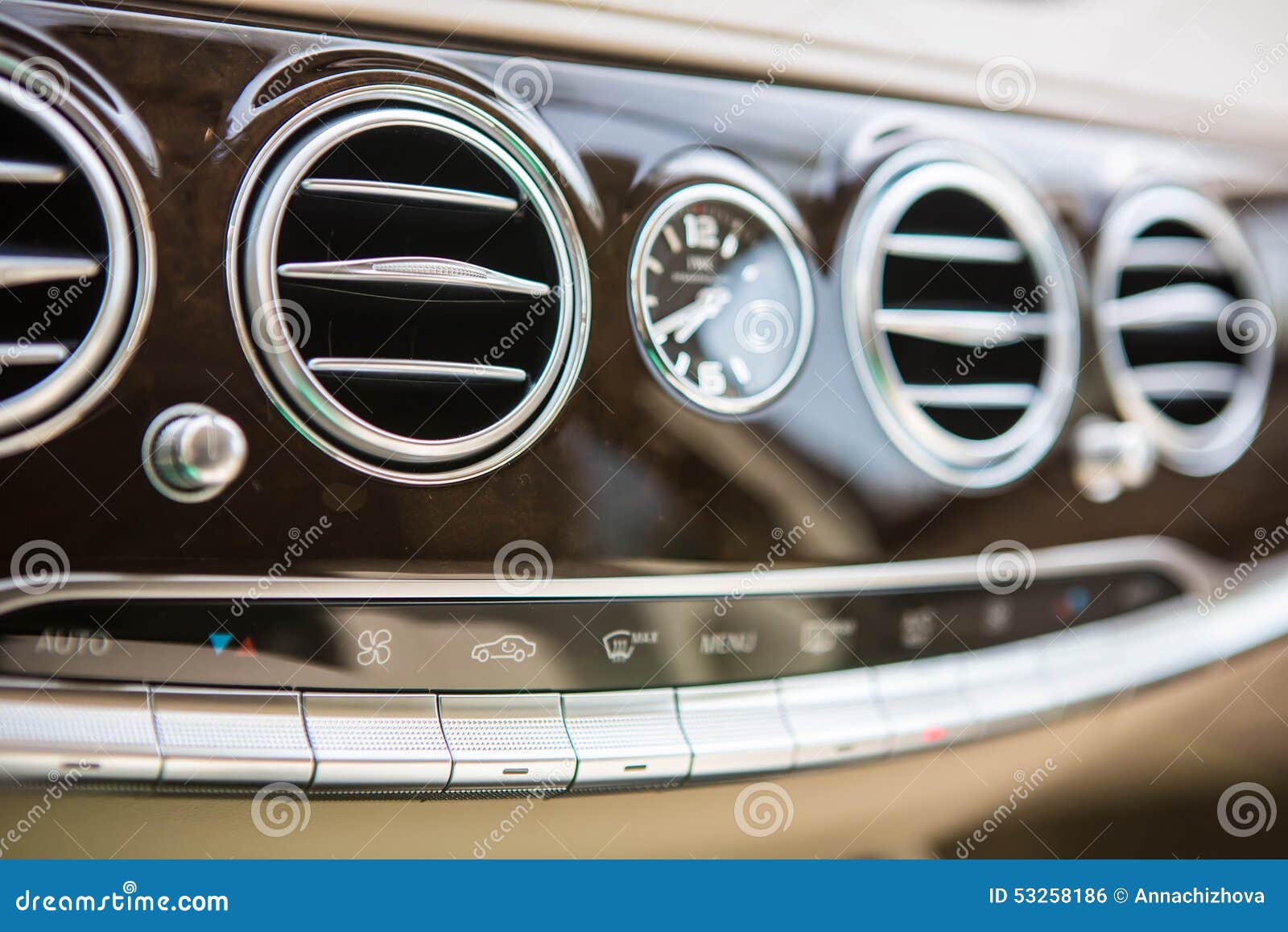 Modern car interior stock photo. Image of chrome, gear - 53258186
