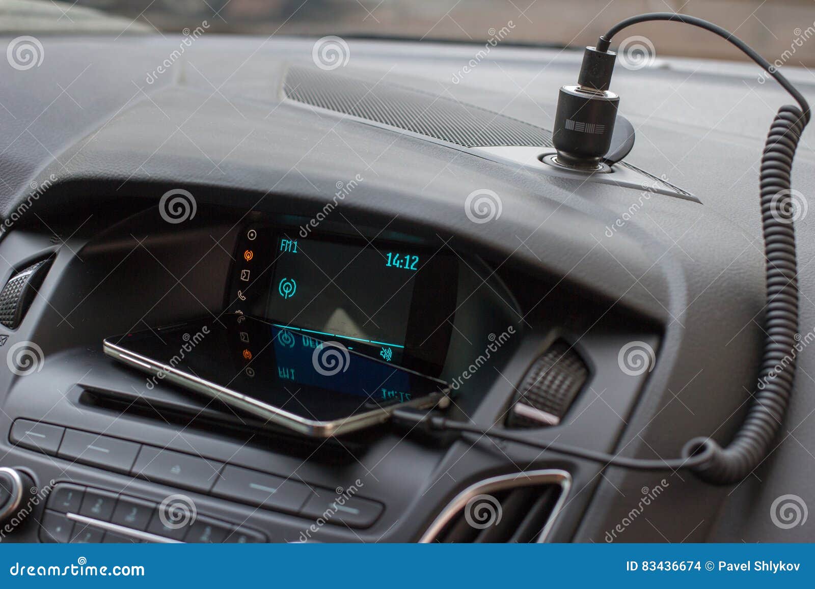 Modern Car Interior with Smart Phone Stock Photo - Image of mobile ...