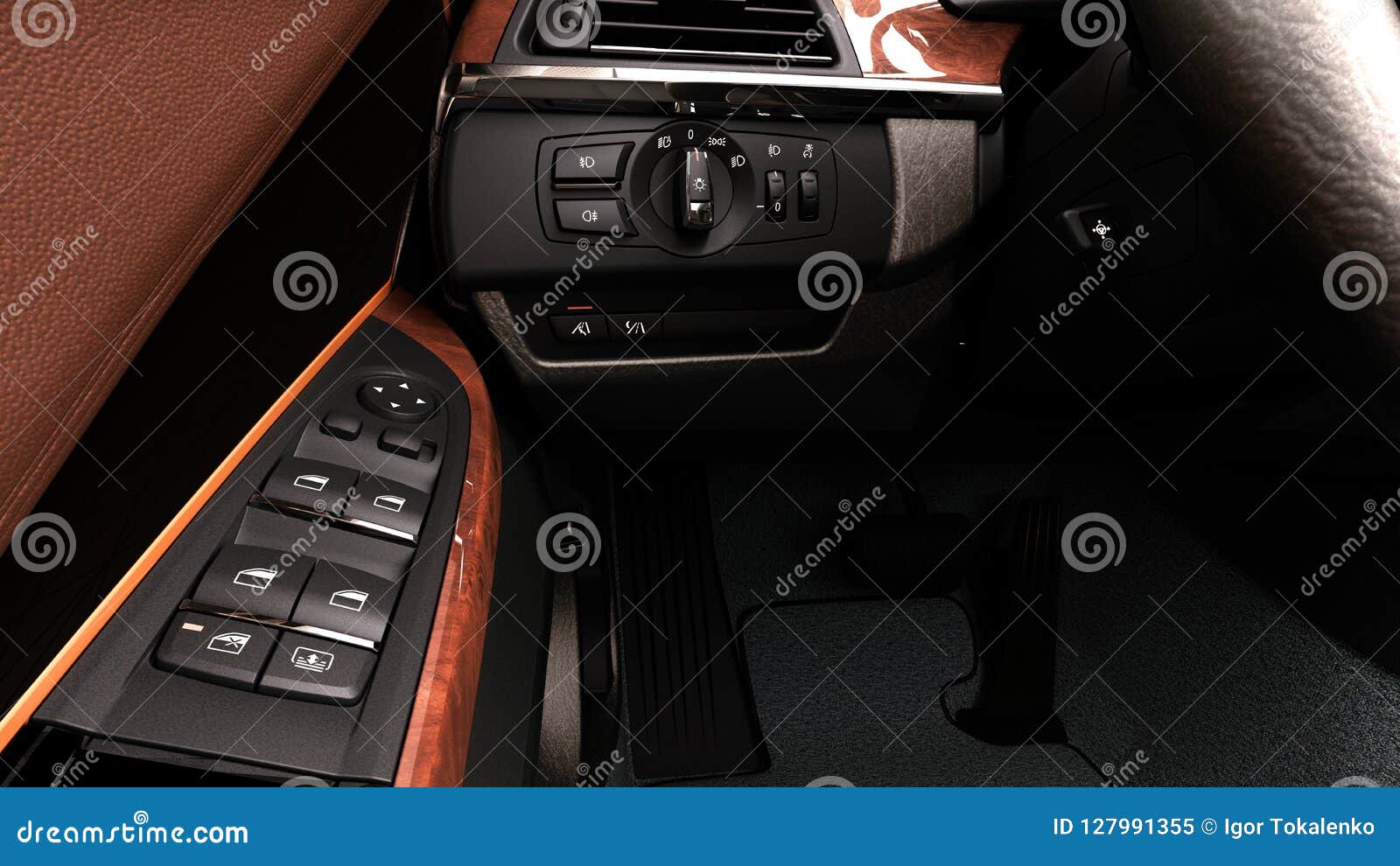 Modern Car Interior View of the Control Panel Lifting Windows an Stock ...