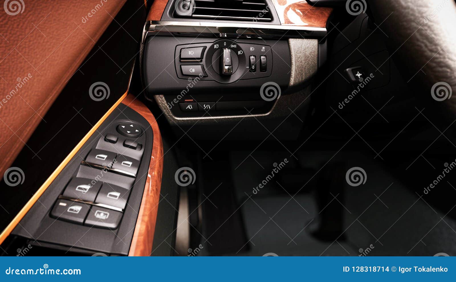 Modern Car Interior View of the Control Panel Lifting Windows an Stock ...