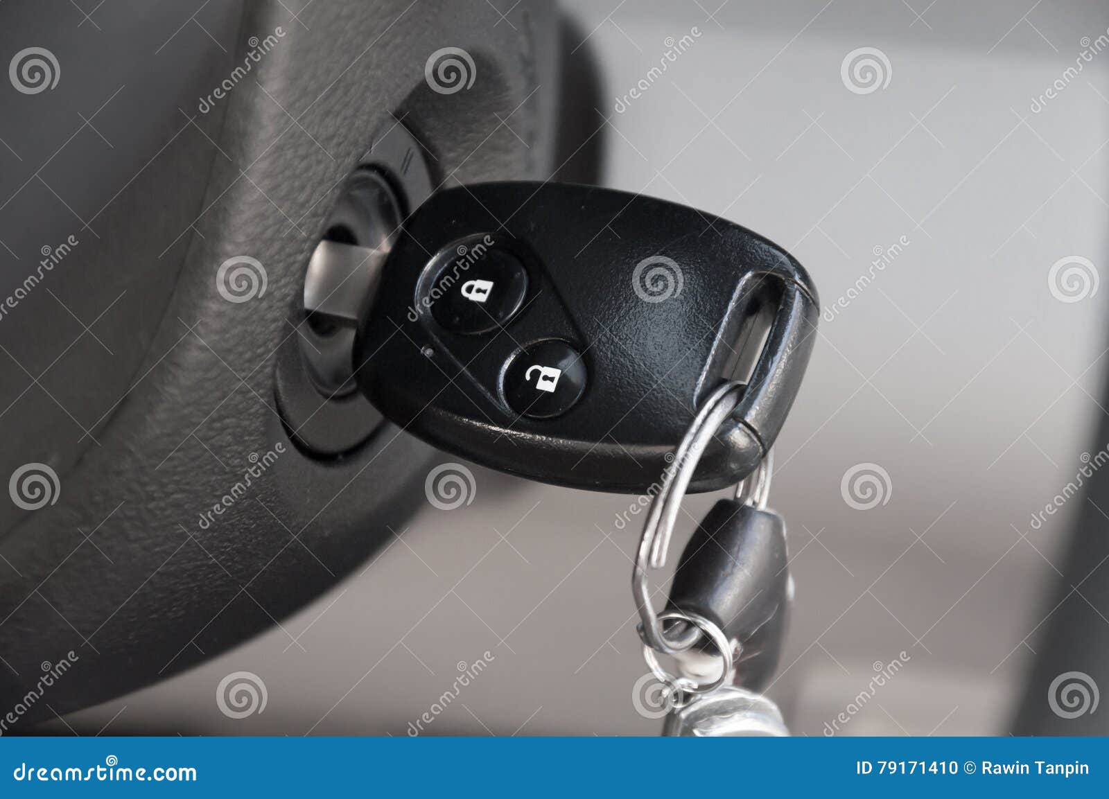 Modern Car Key in the Keyhole, Starting the Car Stock Photo - Image of ...