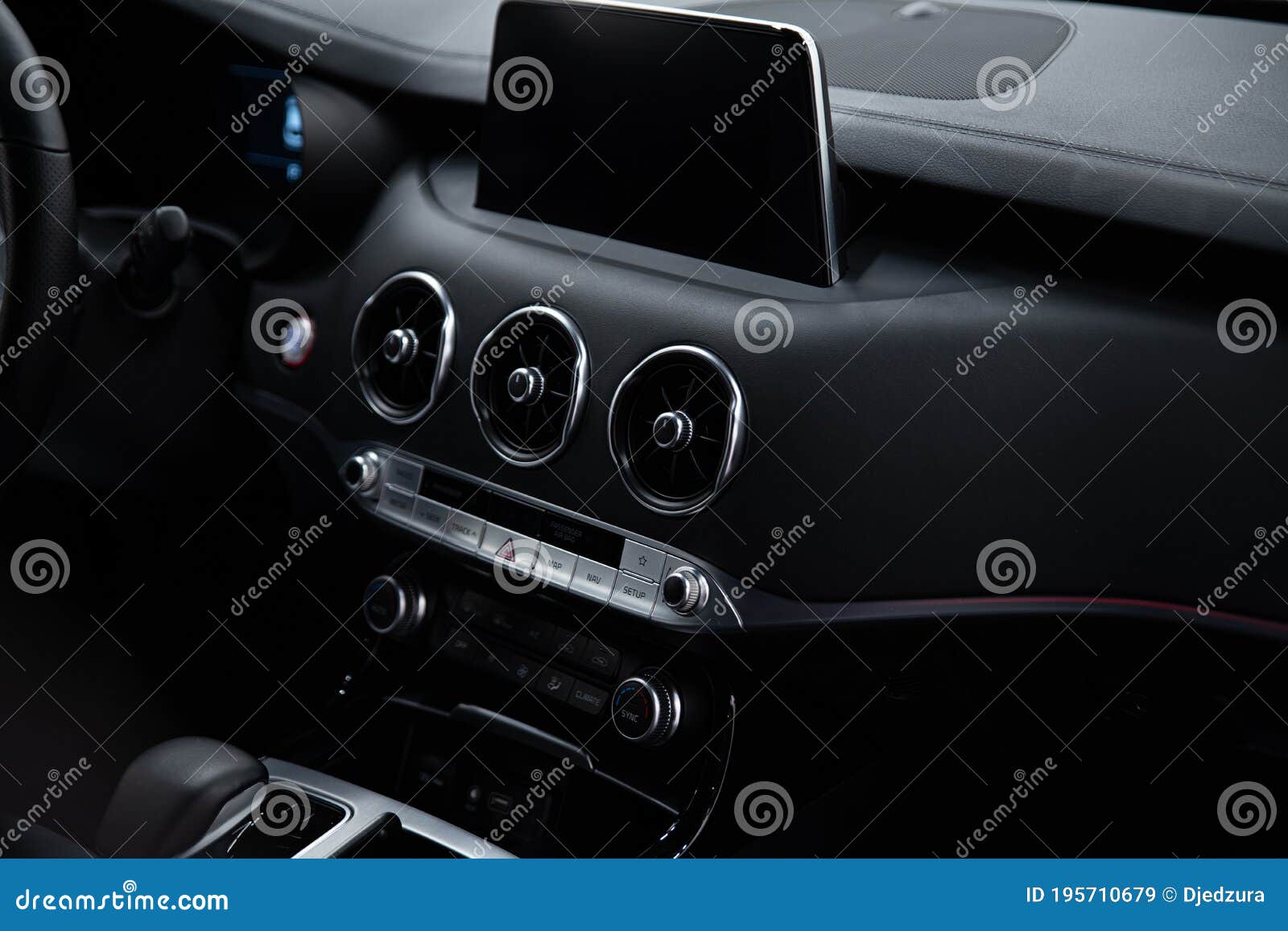 Modern Car Multimedia Screen and Dashboard with Car Air Condition ...