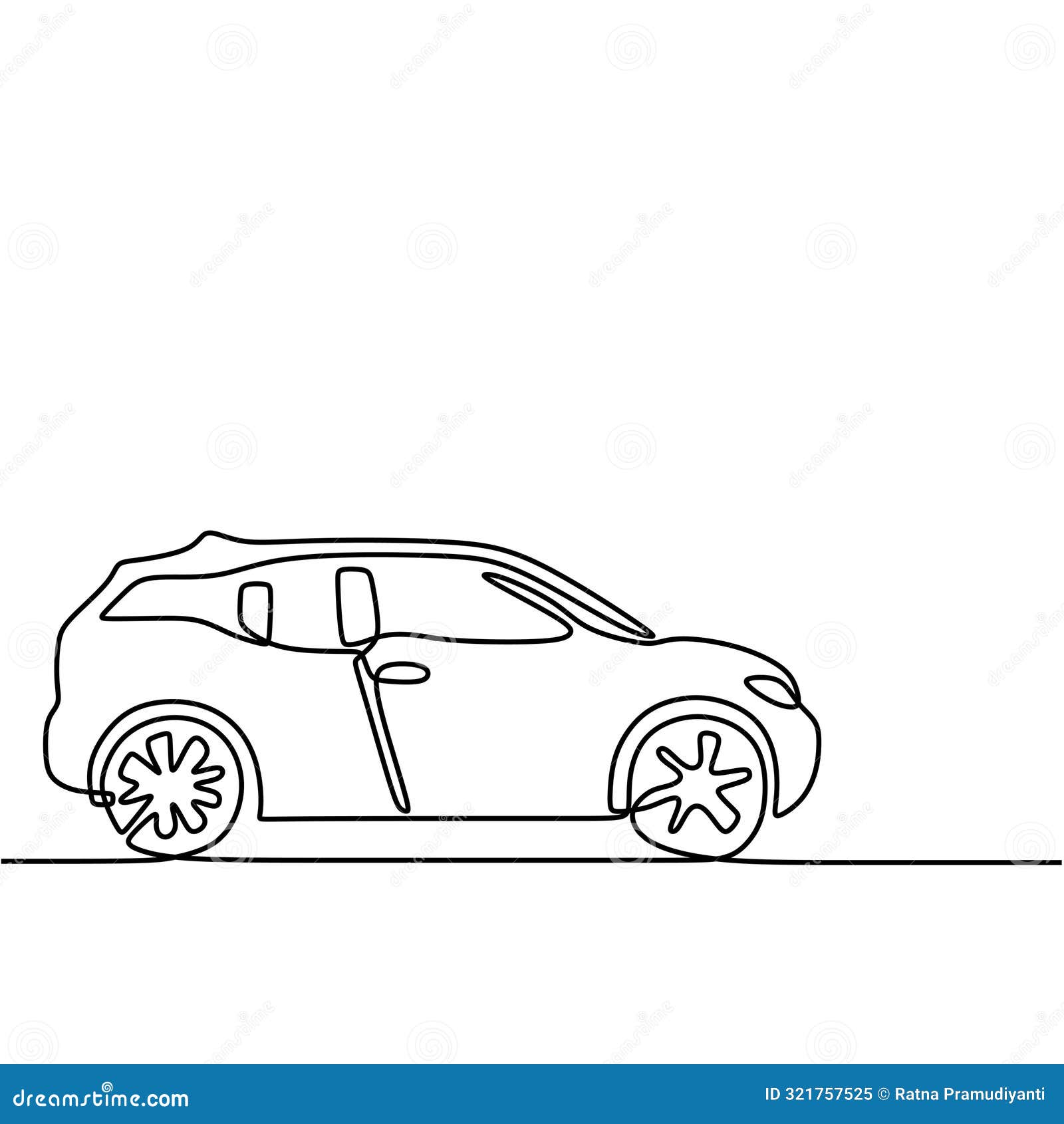 Modern Car One Line Drawing. Continuous Hand Drawn Vector Illustration ...