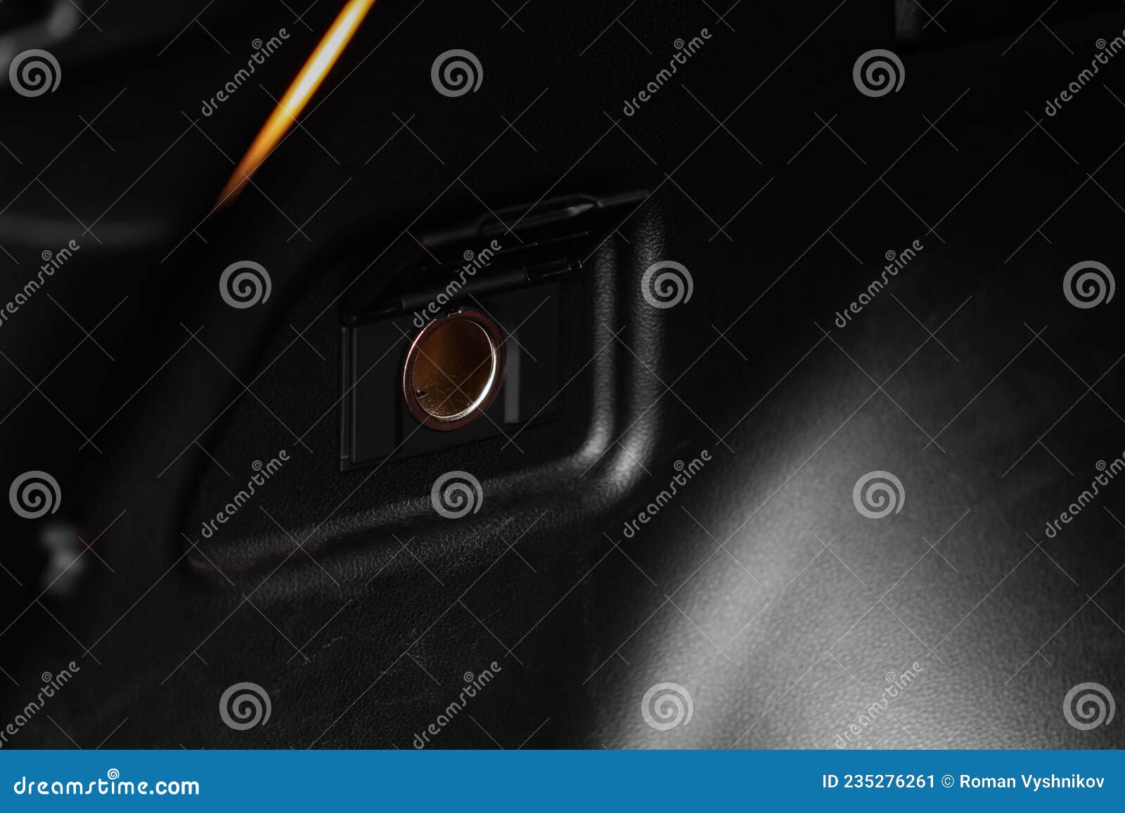 Modern car outlet socket. stock image. Image of charge - 235276261